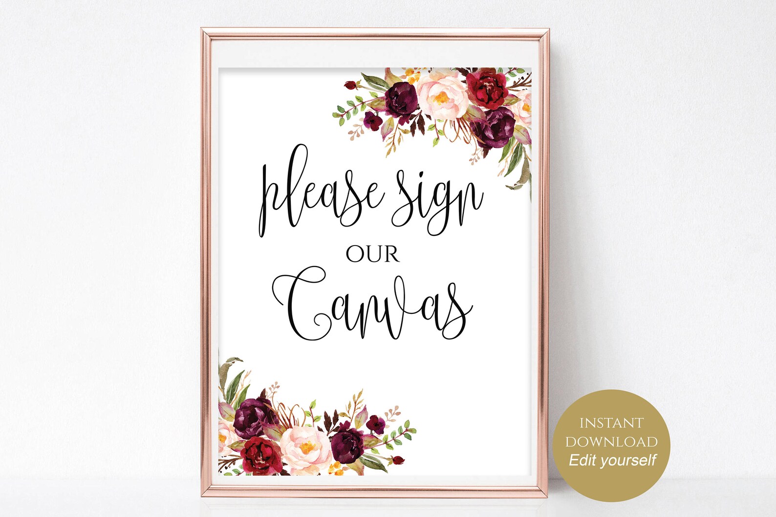 Editable Please Sign Our Canvas Sign Guestbook Guest Board - Etsy
