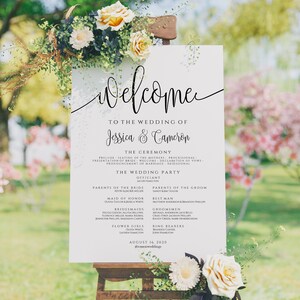 Wedding Welcome Program DIY Wedding Program Poster Wedding Program Sign ...