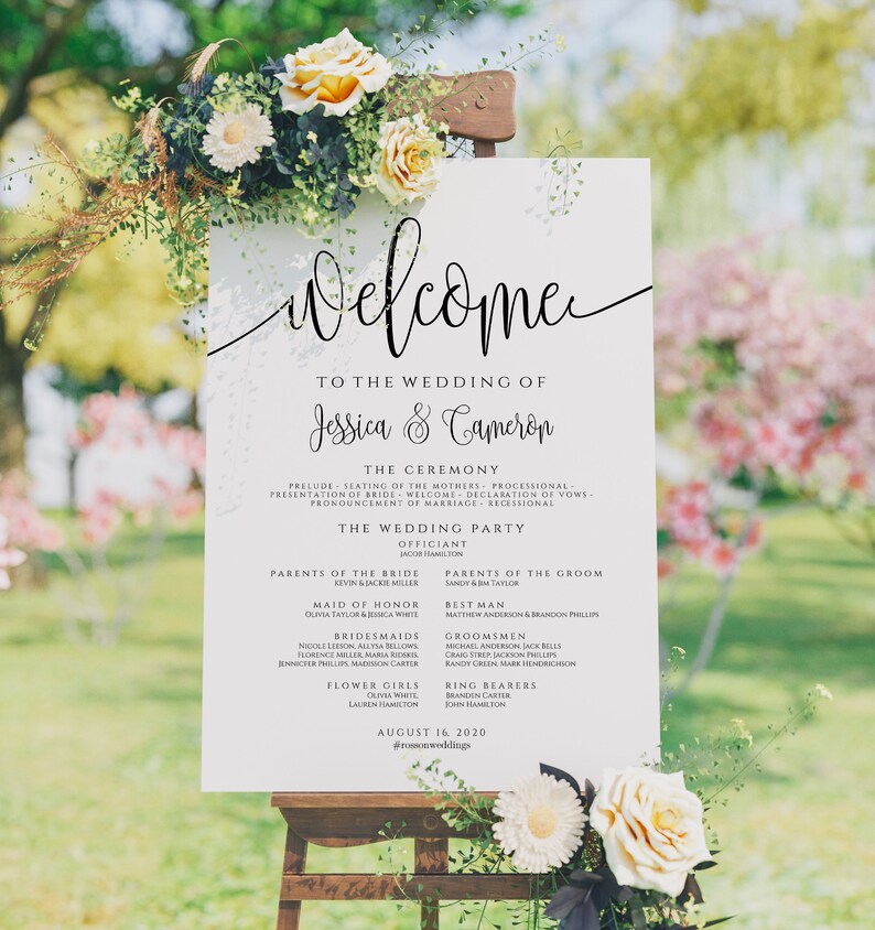 Wedding Welcome Program DIY Wedding Program Poster Wedding - Etsy