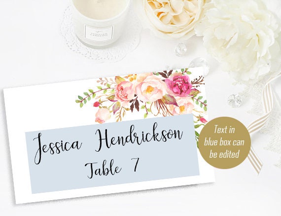 Wedding Place Cards Place Card Template Editable Reserved | Etsy