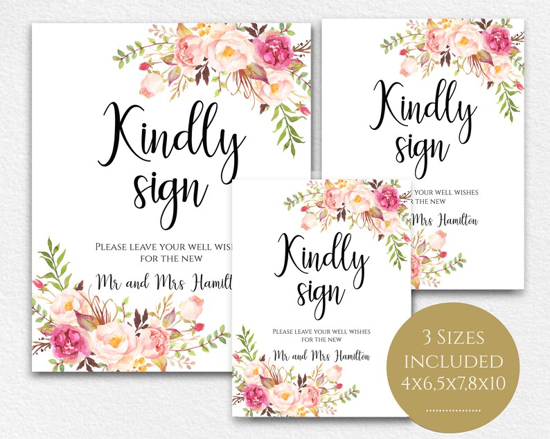 Kindly Sign Guest Book Sign Guest Book Printable Sign Editable | Etsy
