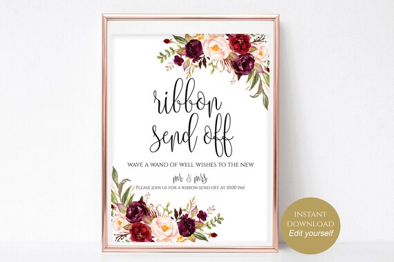 Send off Printable Ribbon Send off Sign Send off Ideas Wedding | Etsy