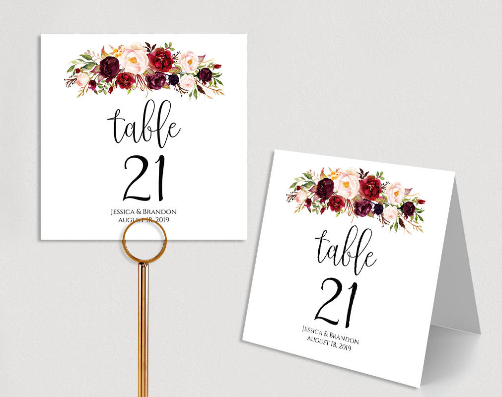 Personalized Table Numbers Printable Wedding Table Numbers | Etsy