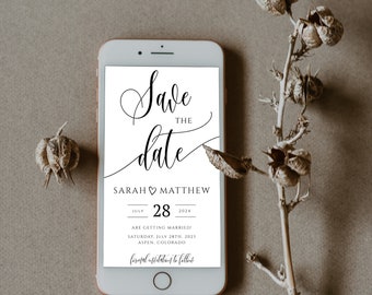 Minimal Save the Date E-invite Template, Digital Invite, Electronic Save the Date, Instant ...