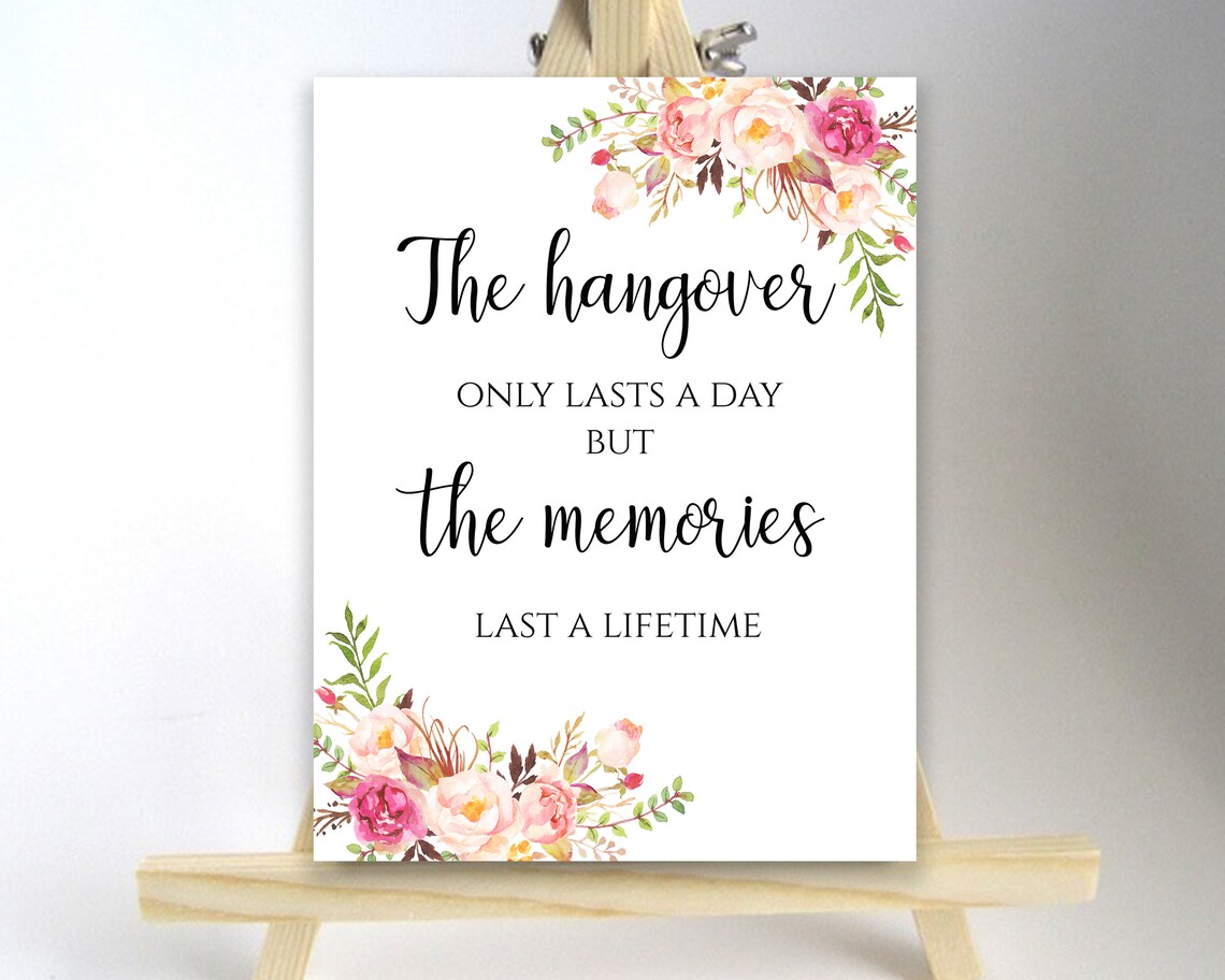Hangover Sign Printable Wedding Hangover Kit Table Decor | Etsy