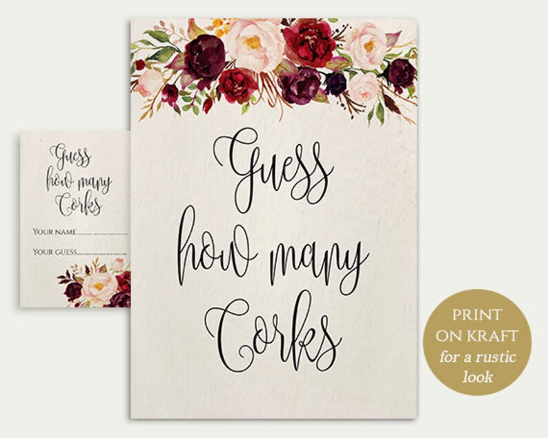 Printable Guess How Many Corks in the Jar Sign Printable Sign - Etsy