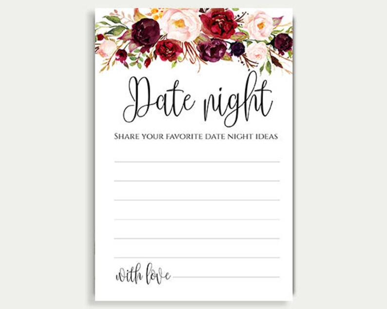 Date Night Cards Date Night Ideas Date Jar Wedding Advice Card - Etsy