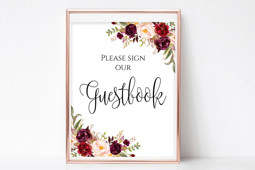 Printable Guest Book Sign Guestbook Wedding Sign Please Sign - Etsy