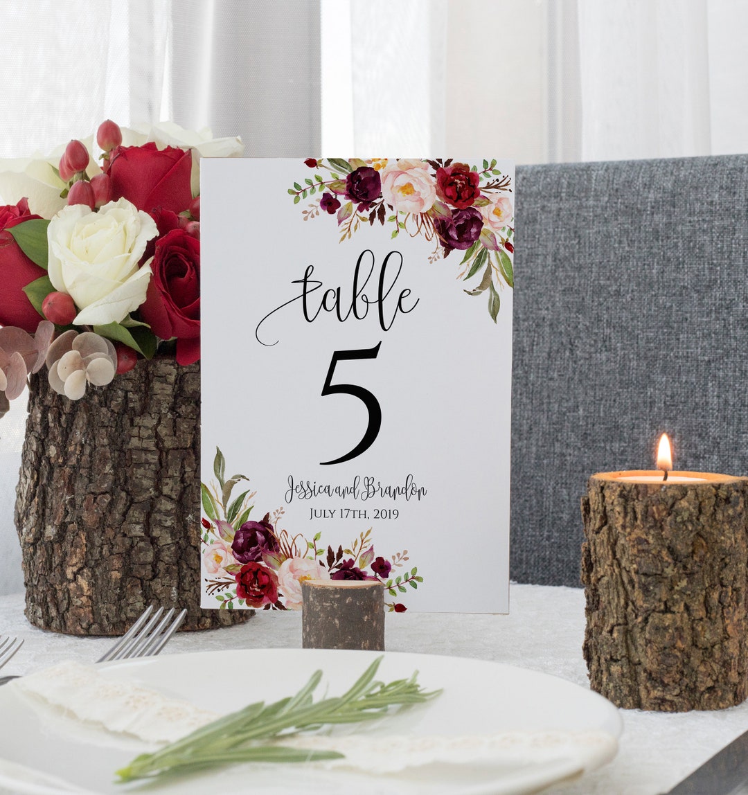 Personalized Table Numbers Editable Table Numbers Wedding Table Numbers ...