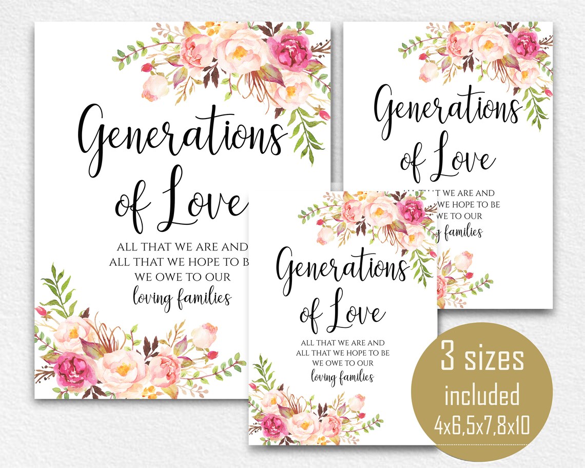 Printable Generations of Love Sign Wedding Signage All That We - Etsy