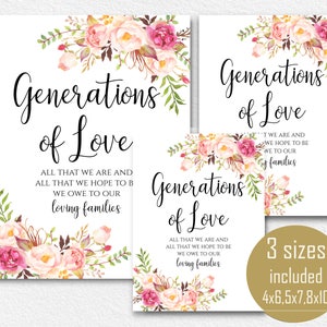 Printable Generations of Love Sign Wedding Signage All That We Are and ...