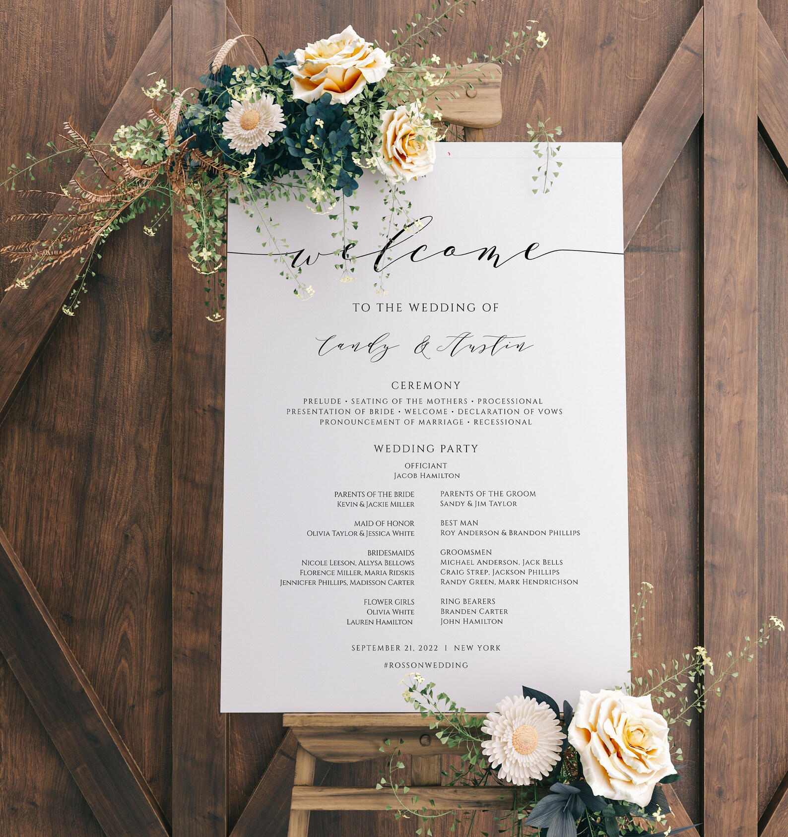 Wedding Program Sign Template Custom Wedding Party Ceremony | Etsy