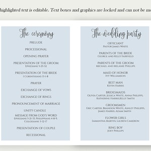 Folded Wedding Program Template Folded Wedding Program Printable ...