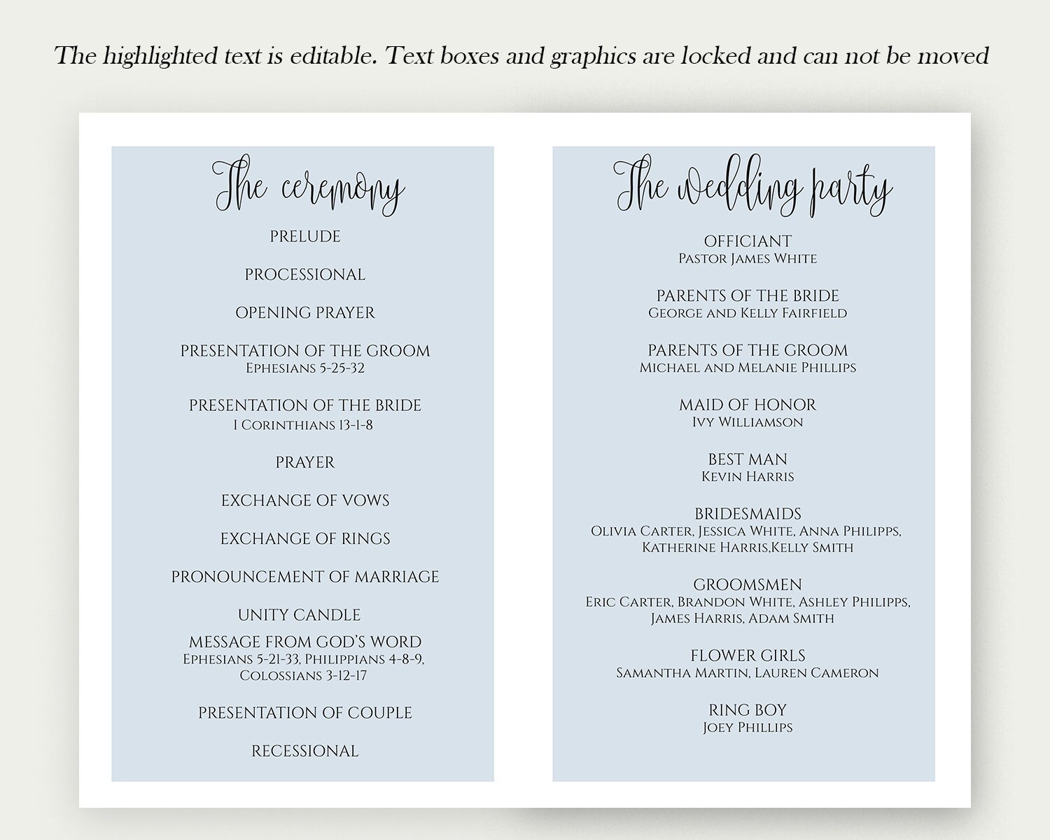 Folded Wedding Program Template Folded Wedding Program | Etsy