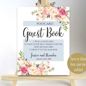 Postcard Guestbook Sign Printable Guest Book Sign Wedding Guestbook ...