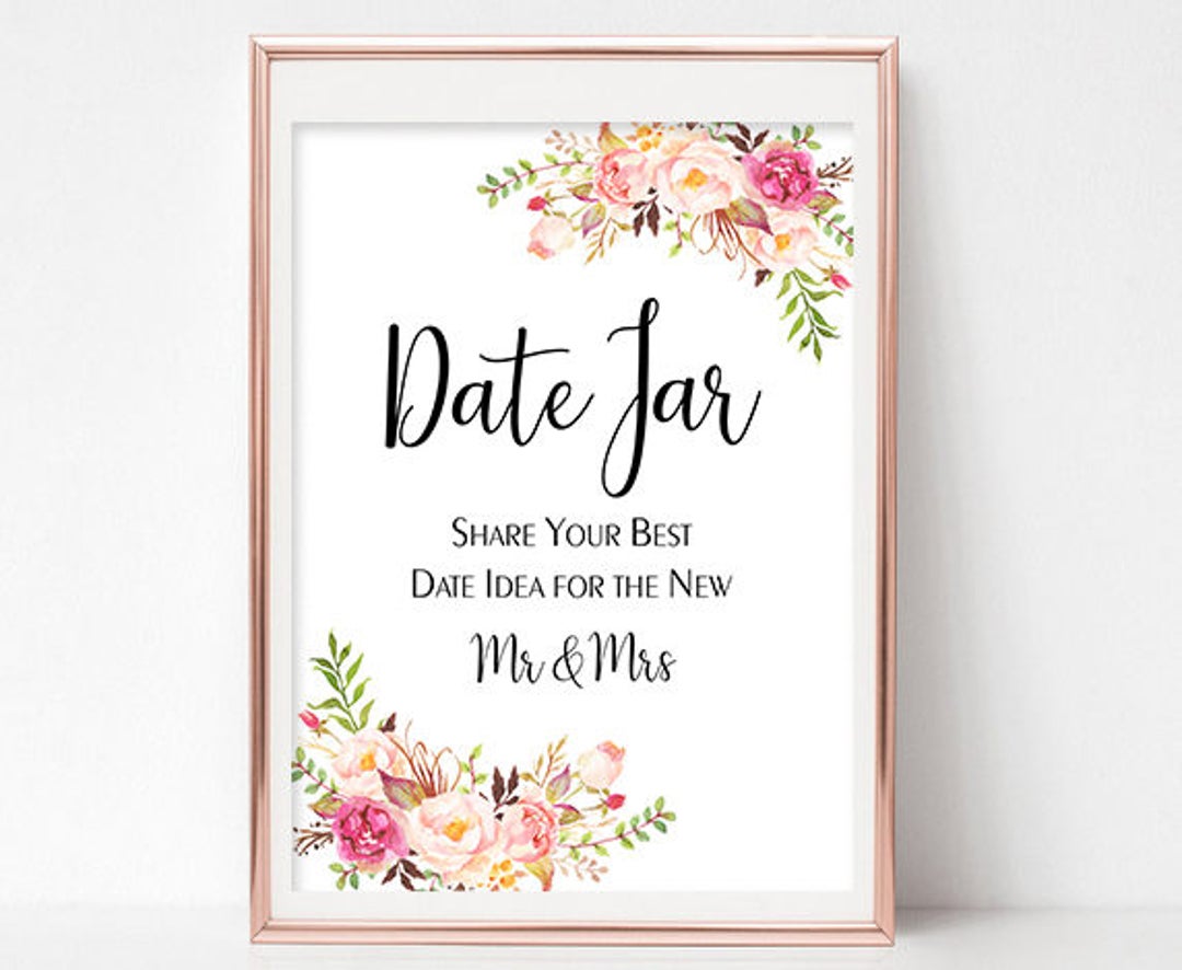 Floral Date Jar Sign Date Night Sign Date Jar Ideas Date Ideas Sign ...