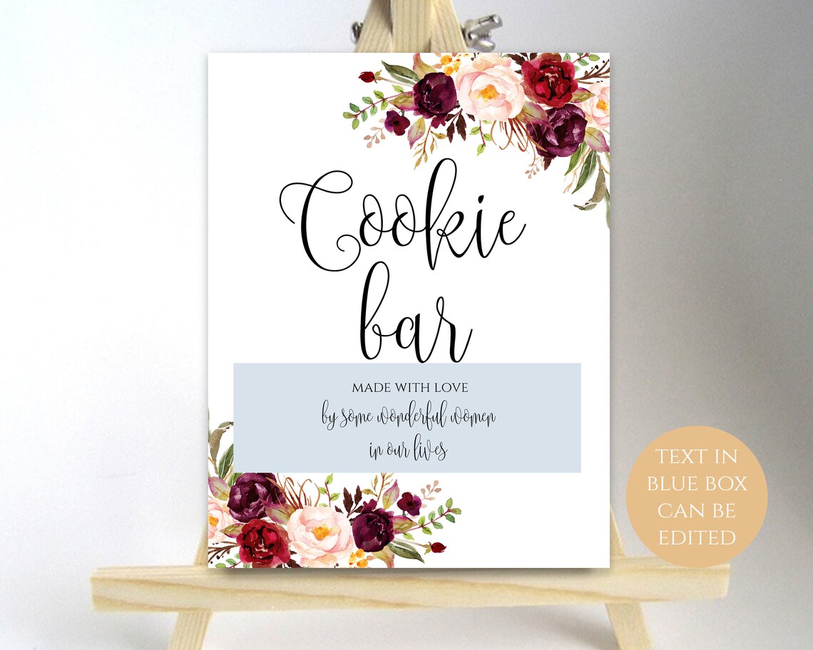 Editable Cookie Bar Sign Cookie Buffet Wedding Cookie Favors | Etsy