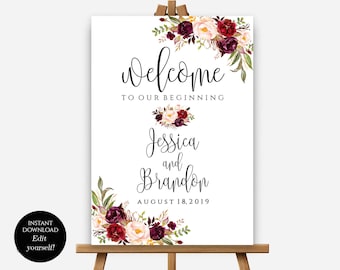 Printable Wedding Program Sign Welcome Sign Template Wedding