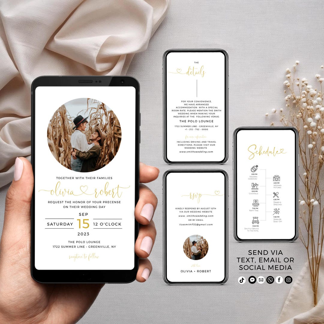 Modern Electronic Wedding Invitation Template, Digital Wedding Evite ...