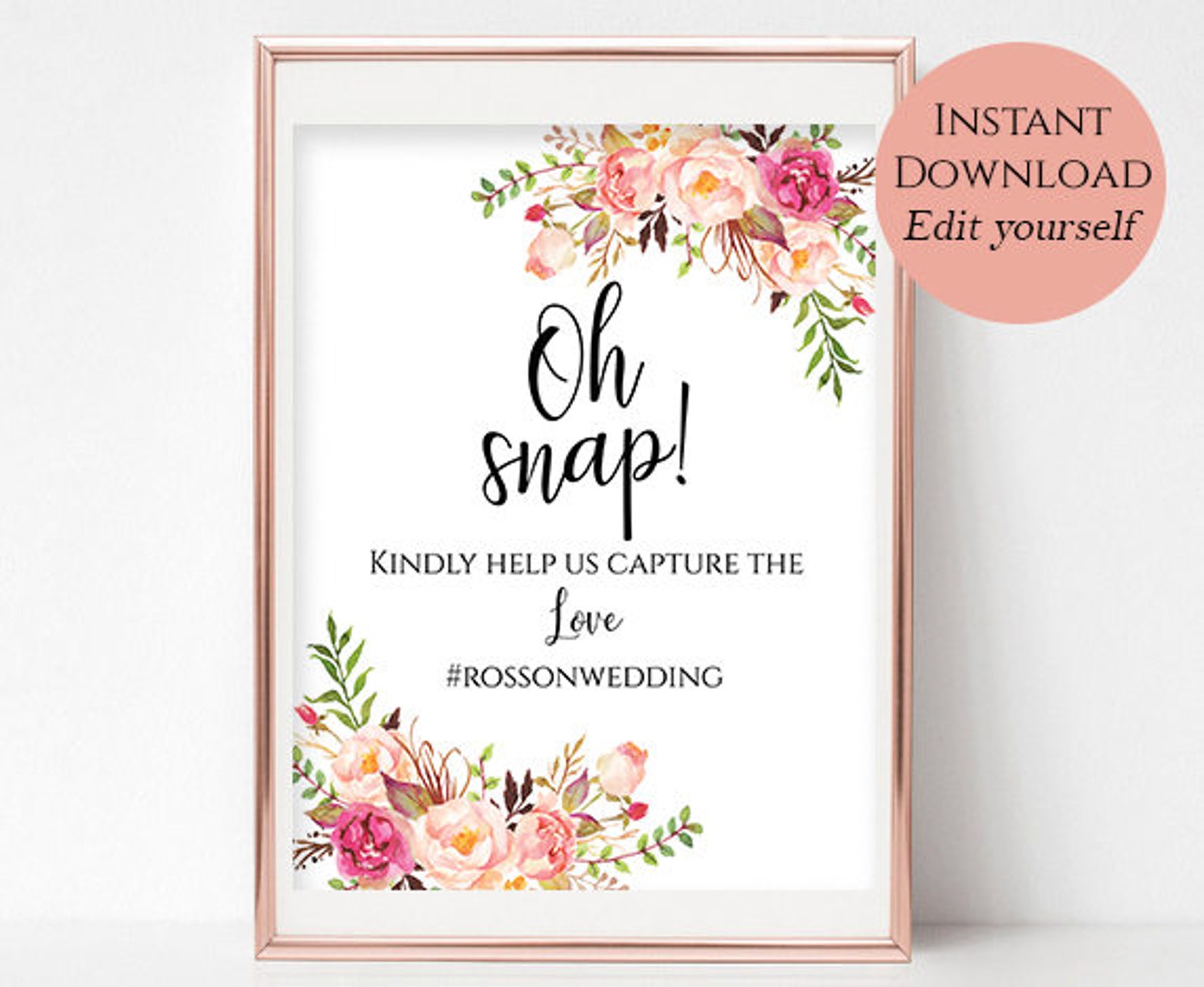 Oh Snap Wedding Sign Internet Sign Hashtag Sign Hashtag | Etsy