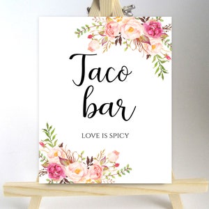 Taco Bar Sign DIY Wedding Taco Sign Love is Spicy Food Signs - Etsy