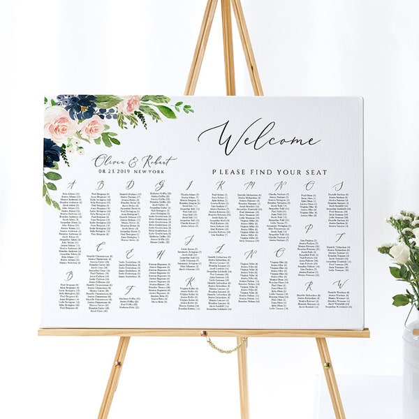 Navy And Pink Floral Wedding Seating Chart Etsy Canada Navy And Pink Floral Wedding Seating Chart Etsy Canada