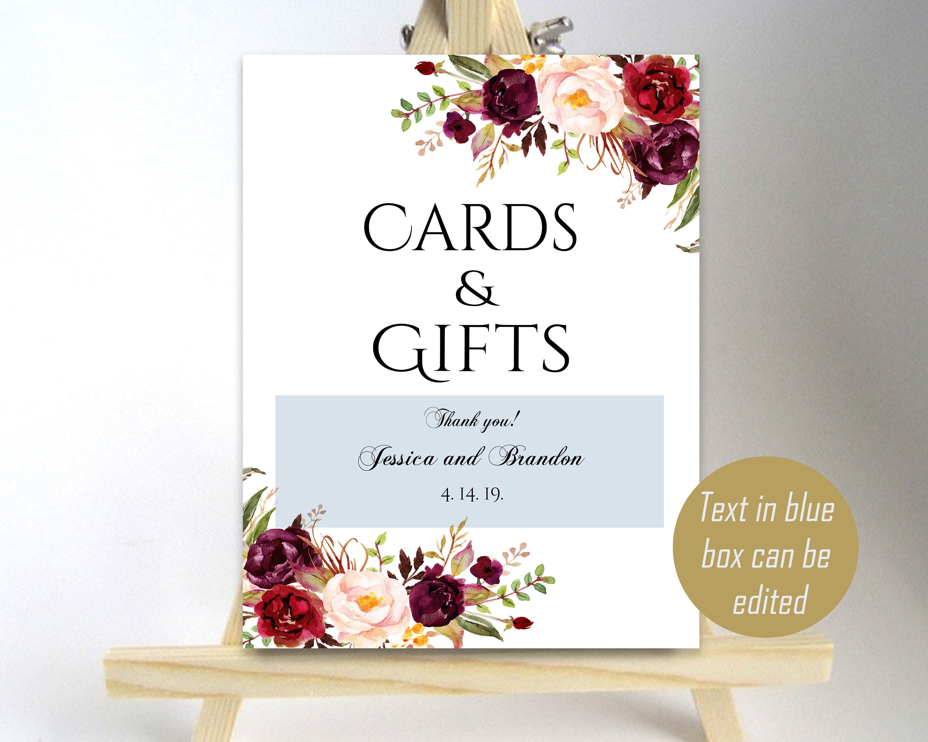 Personalized Cards and Gifts Sign Wedding Poster Gift Table | Etsy