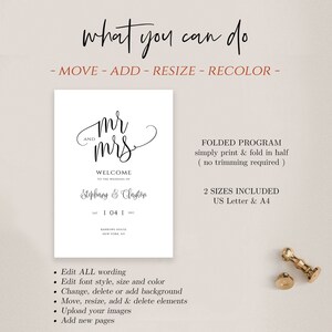 Printable Program Template, Folded, Wedding Ceremony, Templett, Instant ...