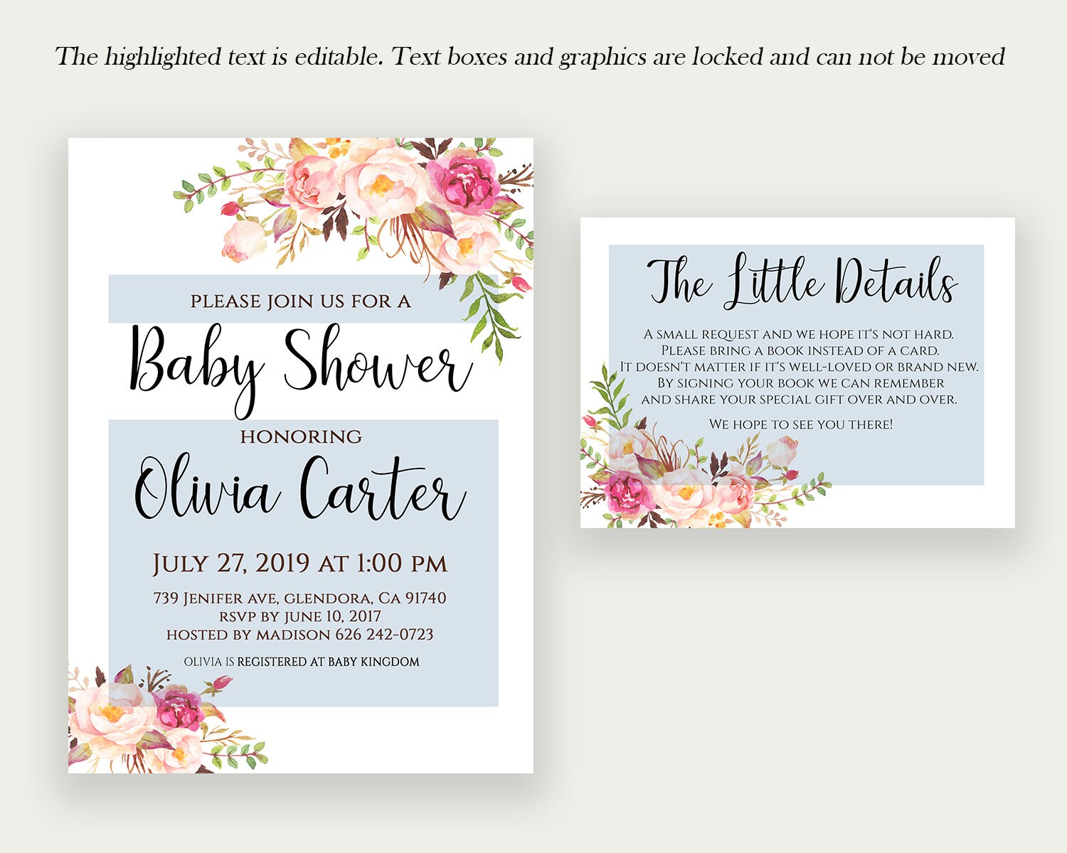 Printable Baby Shower Invitation Editable Template Baby Shower | Etsy