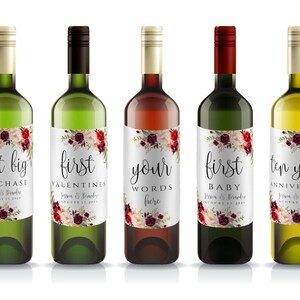 Boho Bridal Wine Label Template: Milestone Wine Bottle Labels (PDF ...