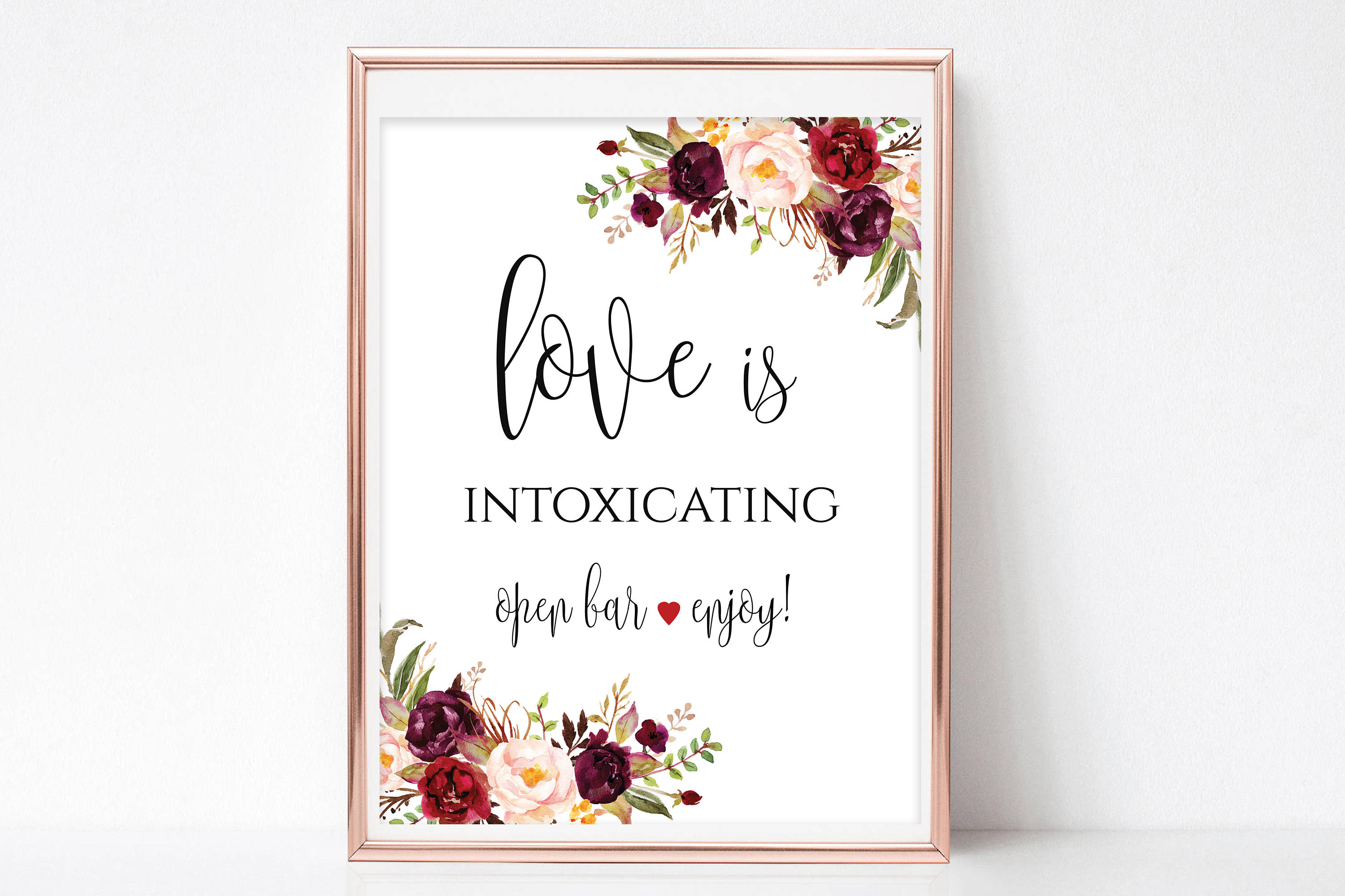 Printable Open bar Sign Printable Love is Intoxicating Sign | Etsy