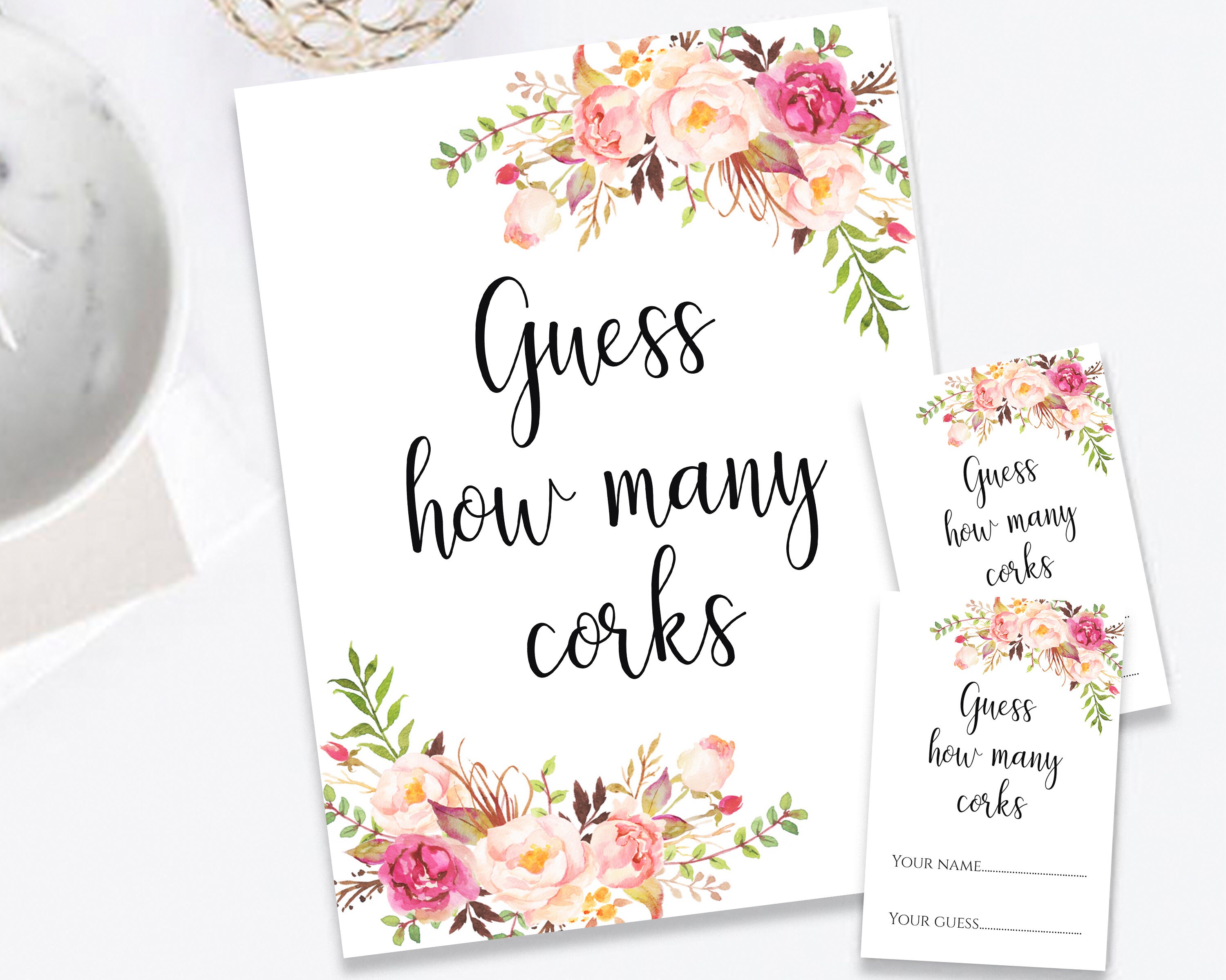 Printable Guess How Many Corks In The Jar Sign Printable Sign | Etsy