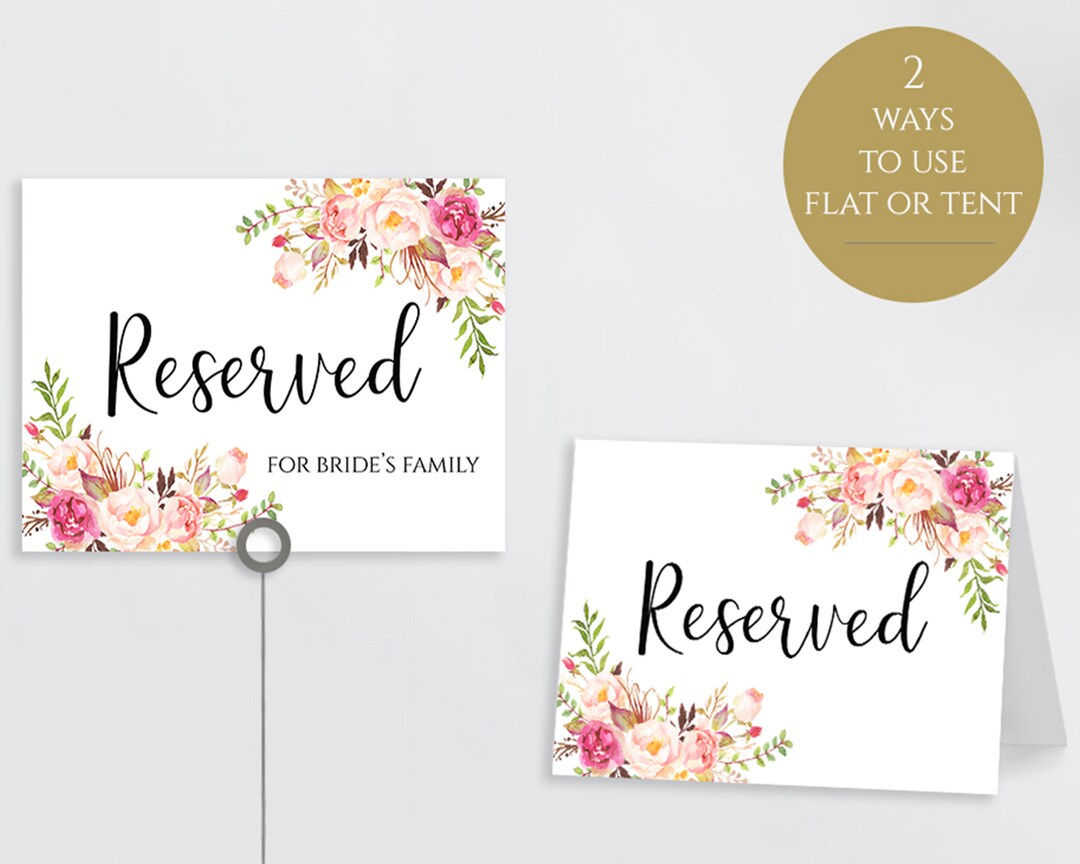 Reserved Printable Reserved Wedding Sign Reserved Table Sign Wedding ...