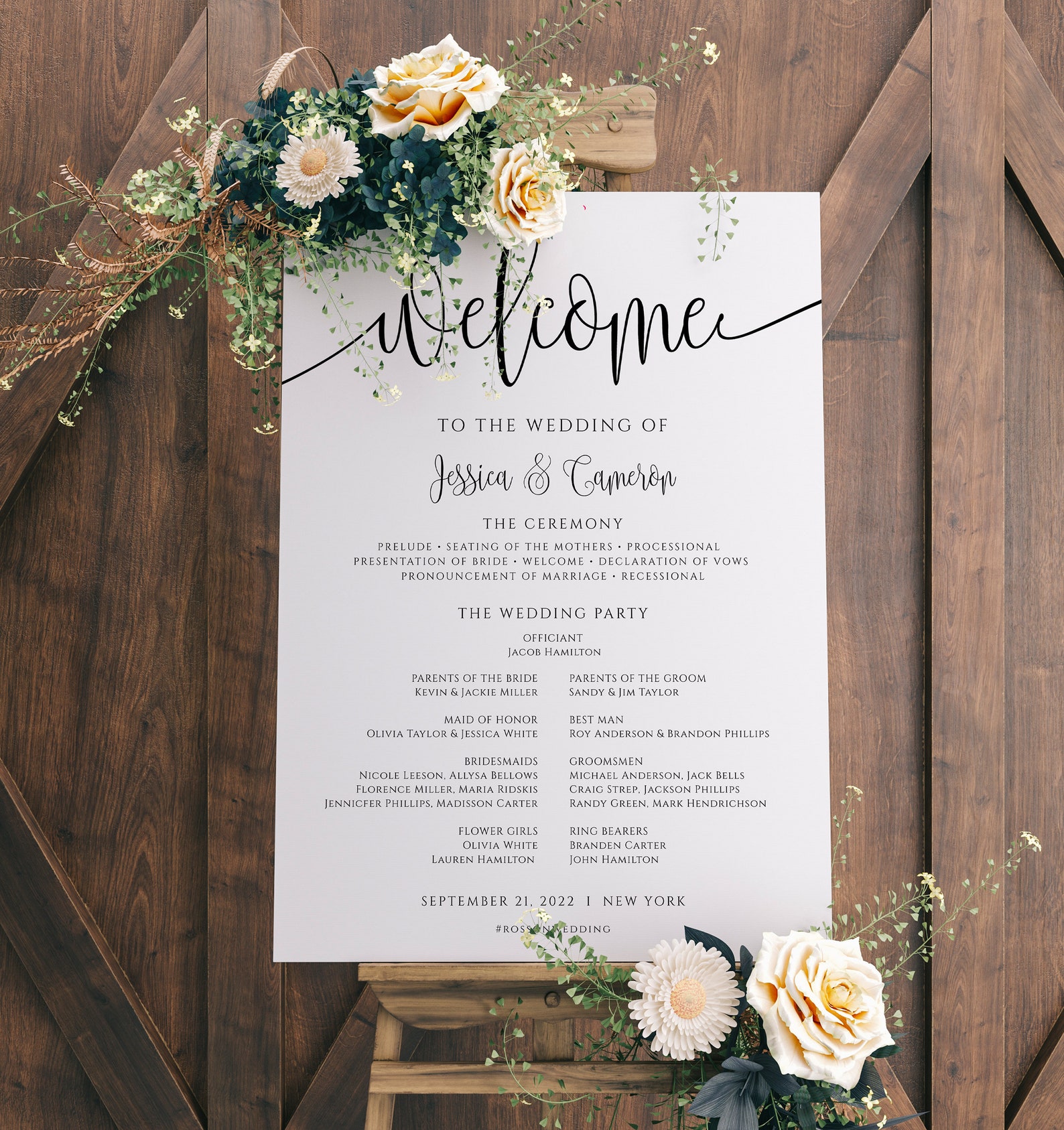 Wedding Welcome Program DIY Wedding Program Poster Wedding | Etsy