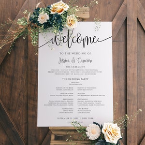 Wedding Welcome Program DIY Wedding Program Poster Wedding Program Sign ...