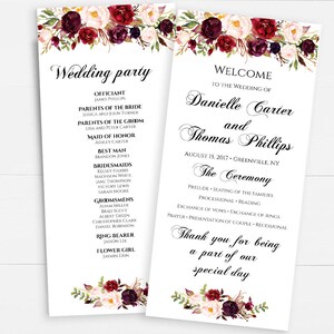 Wedding Program Template Wedding Program Printable Ceremony - Etsy