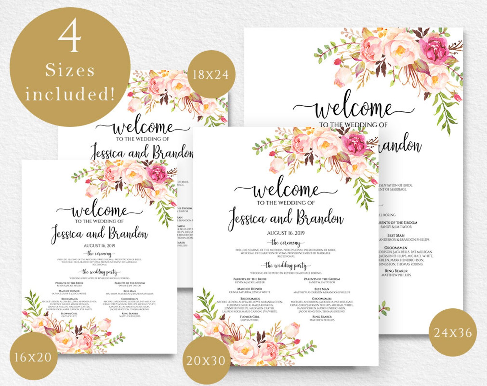 Printable Wedding Program Sign Welcome Sign Template Wedding | Etsy