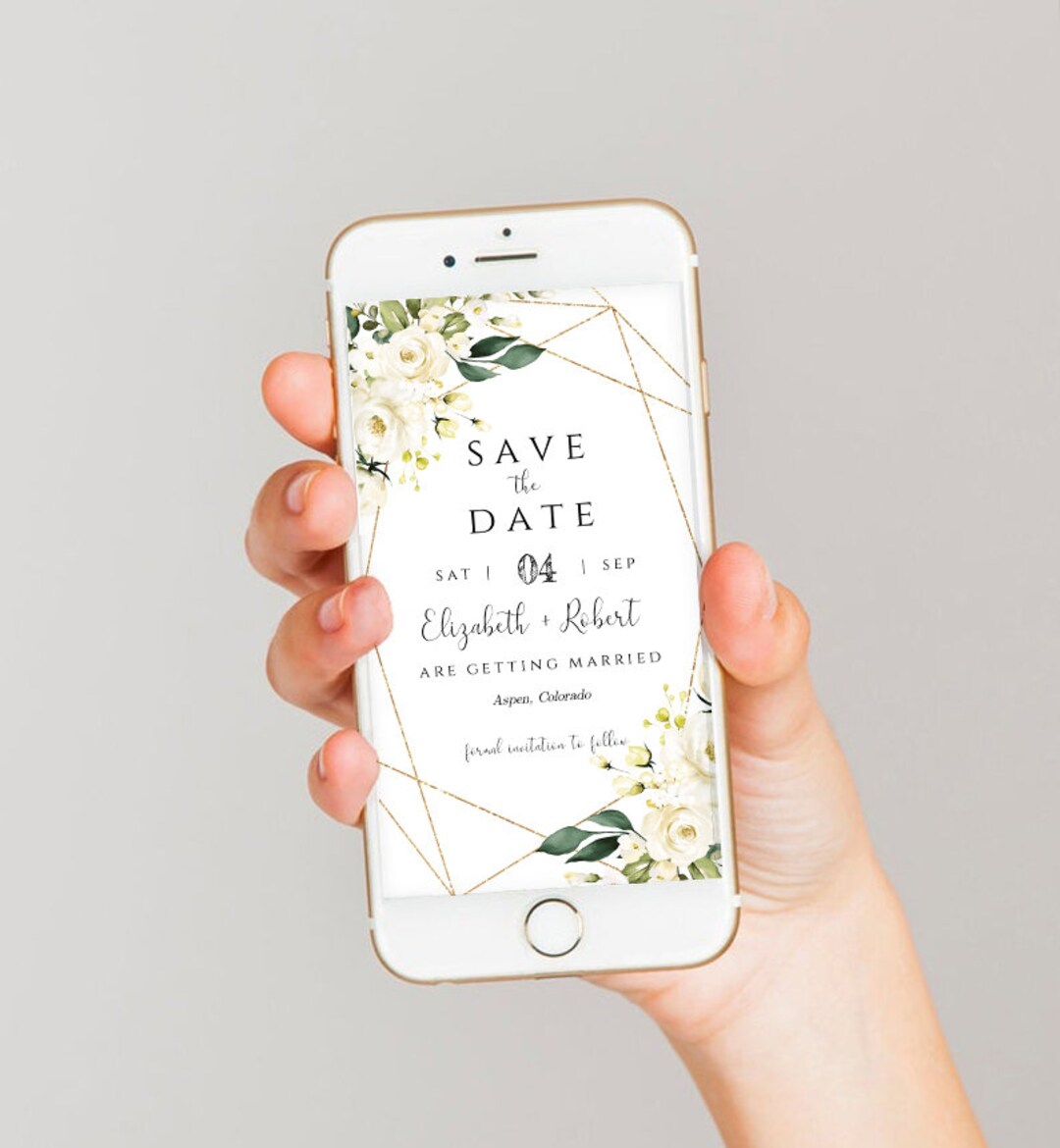 Floral Electronic Save the Date: Text Message Wedding Evite (instant ...