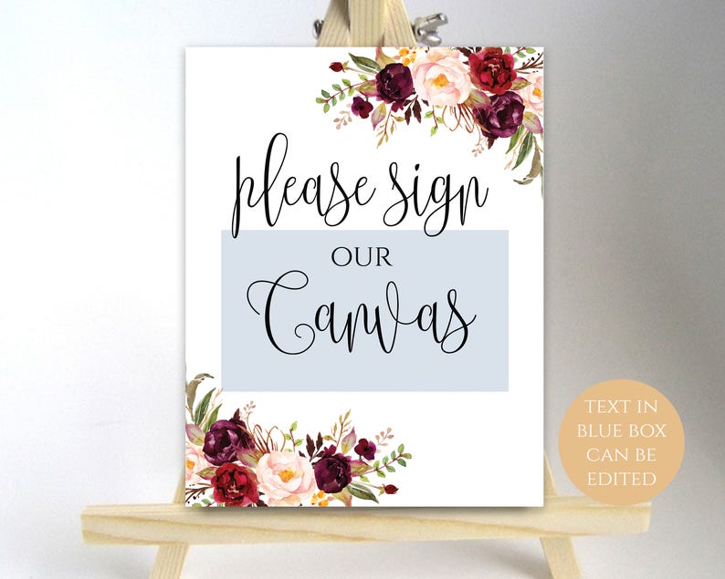 Editable Please Sign Our Canvas Sign Guestbook Guest Board - Etsy