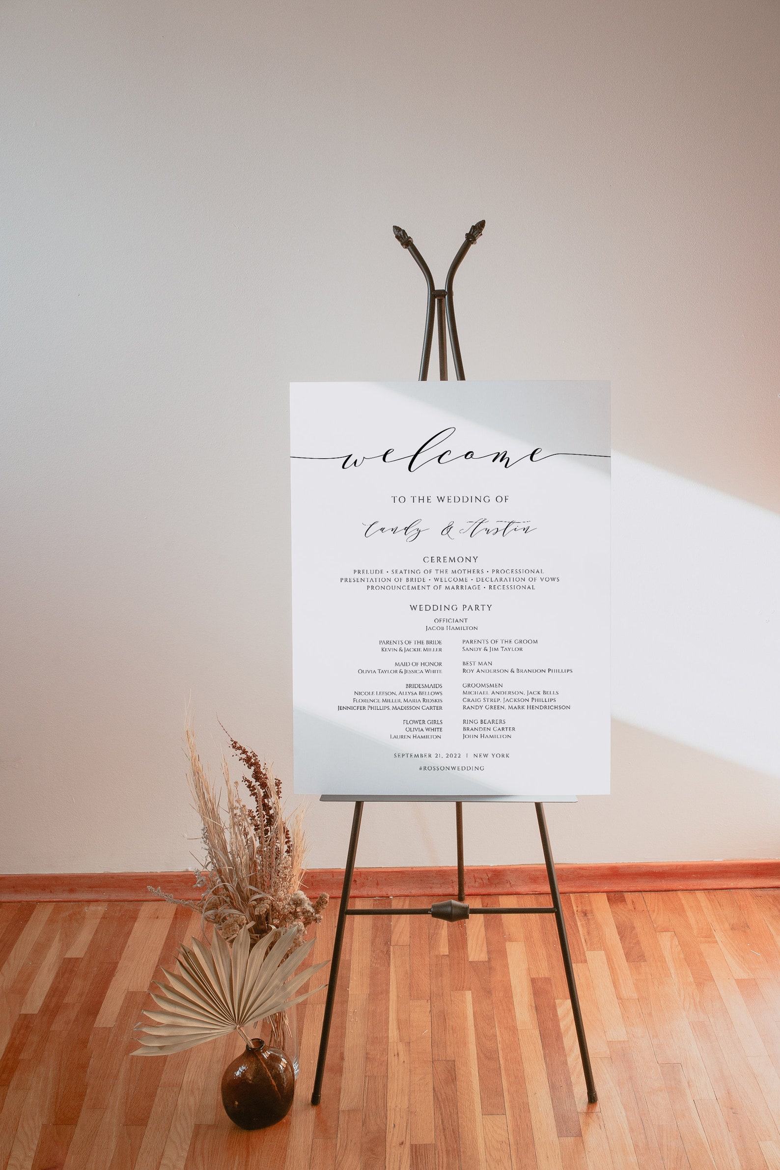 Wedding Program Sign Template Custom Wedding Party Ceremony | Etsy