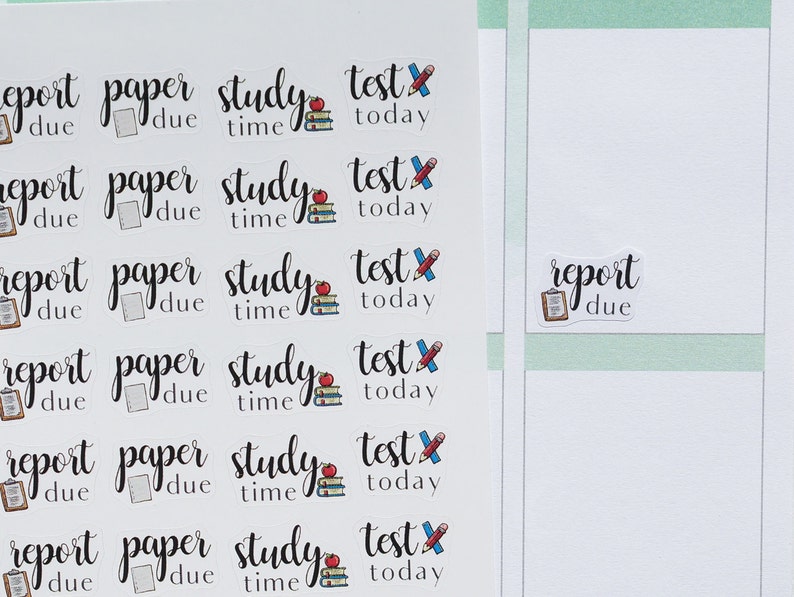 36 School MINI Script Planner Stickers // Report due Paper | Etsy