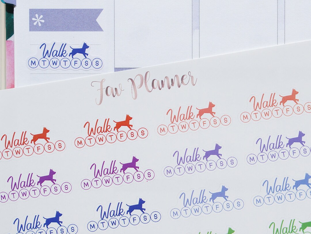 20 Walk Dog Habit Tracker Stickers reformatted // Planner - Etsy