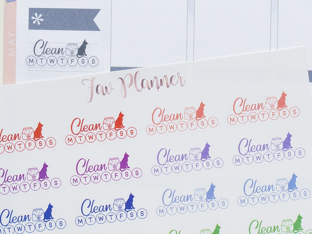 20 Clean Cat Litter Habit Tracker Stickers // Planner Stickers - Etsy