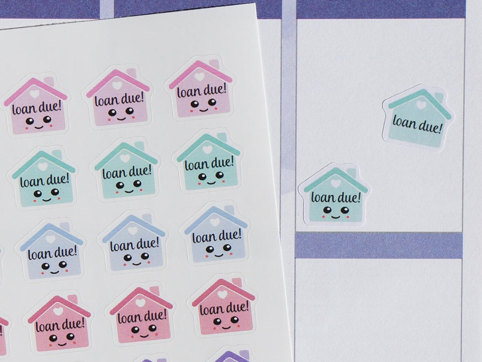 32 Mini Kawaii or Non Kawaii Rent / Loan Due Stickers // - Etsy