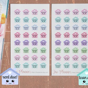 32 Mini Kawaii or Non Kawaii Rent / Loan Due Stickers // Planner ...