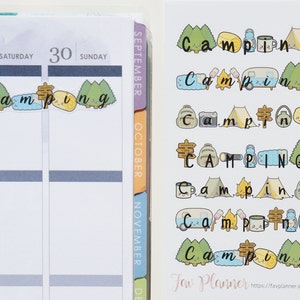 Camping Weekend Banner Stickers // Planner Stickers for Erin Condren ...