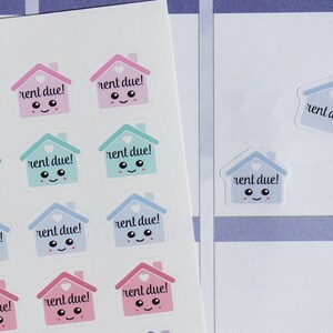 32 Mini Kawaii or Non Kawaii Rent / Loan Due Stickers // Planner ...