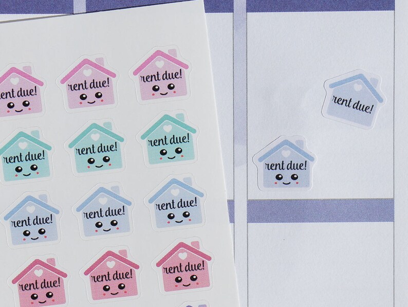 32 Mini Kawaii or Non Kawaii Rent / Loan Due Stickers // - Etsy
