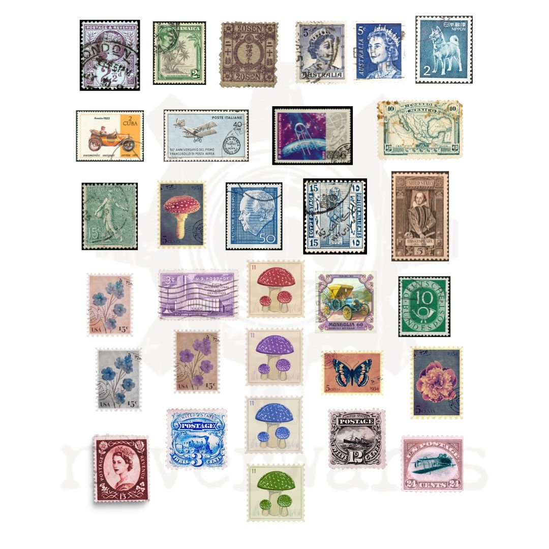Vintage Mail Postage Stamps Digital Download Printable Ephemera ...