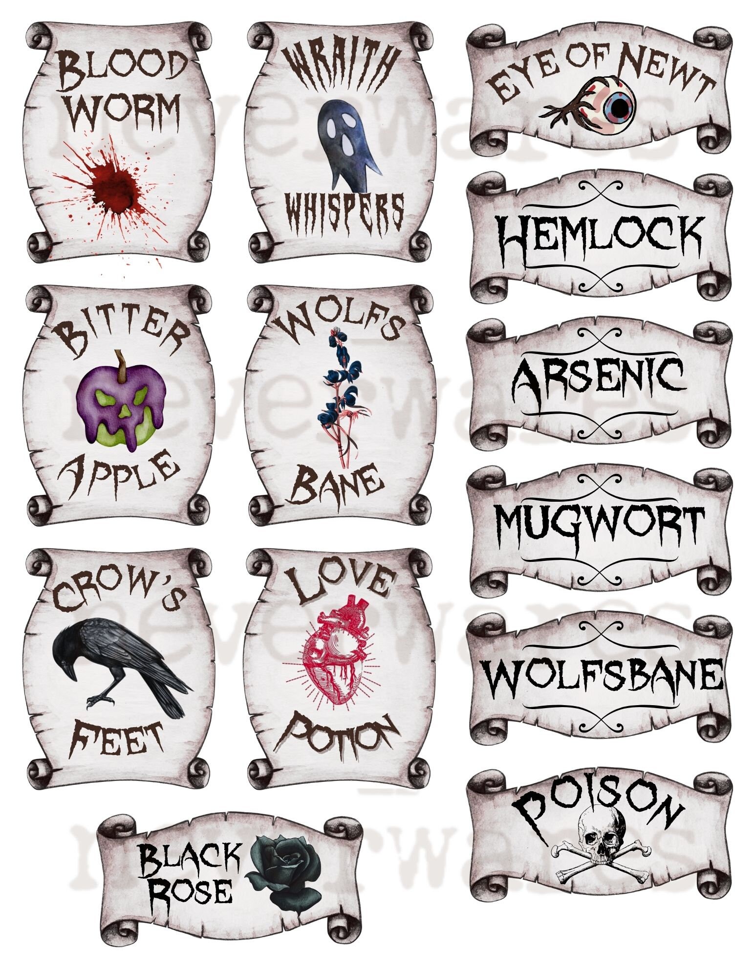 Apothecary Labels Printable Potion Labels Spooky Halloween Decor ...
